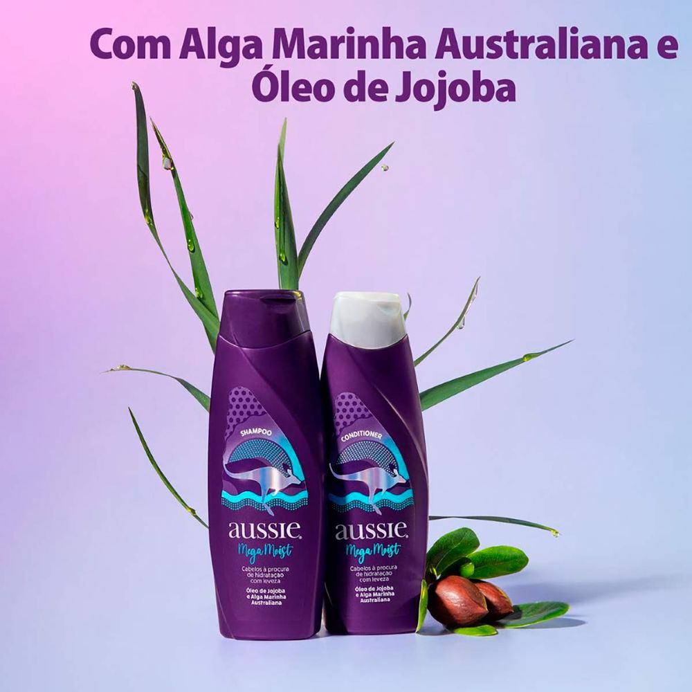 Kit Aussie Mega Moist Super Hidratação Shampoo 360ml + Condicionador ...