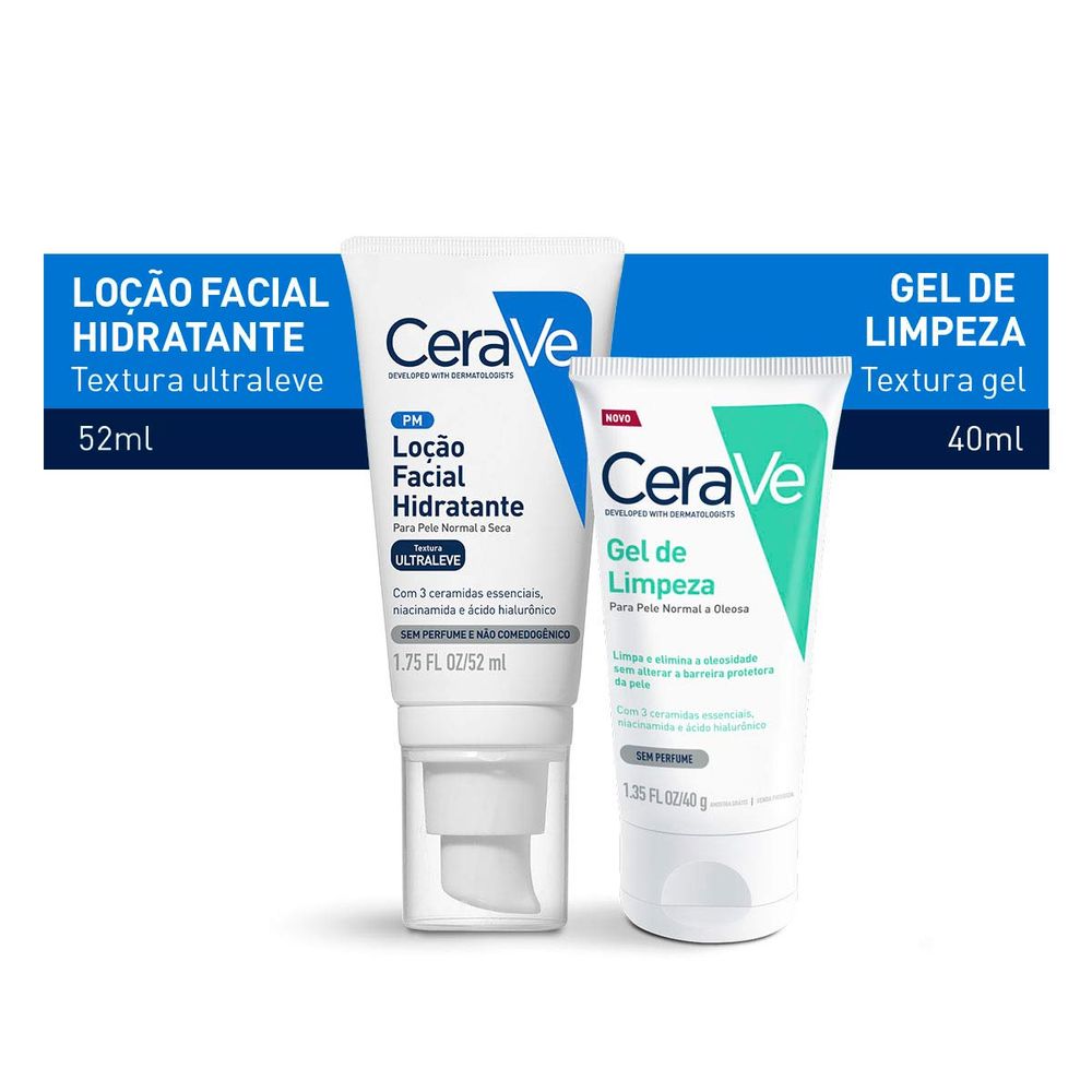 Kit Cerave Facial Loção Hidratante 52ml + Gel De Limpeza 40g ...