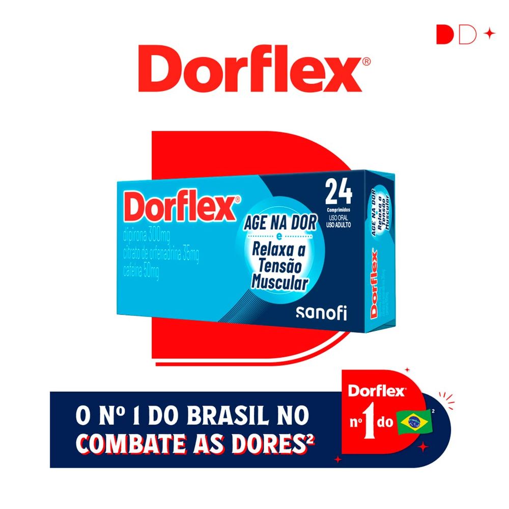Analgésico e Relaxante Muscular Dorflex 300mg + 35mg + 50mg 24 Comprimidos - Drogarias Pacheco