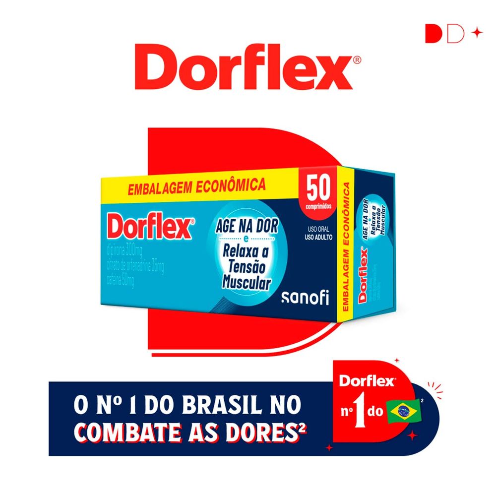 Analgésico e Relaxante Muscular Dorflex 300mg + 35mg + 50mg 50 Comprimidos - Drogarias Pacheco