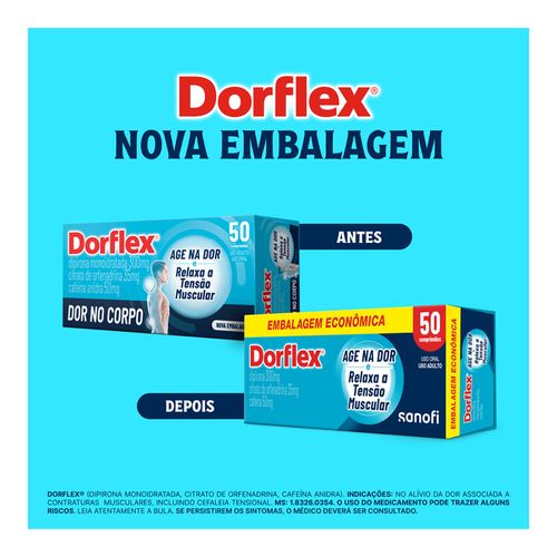 Analgésico e Relaxante Muscular Dorflex 300mg + 35mg + 50mg 50 Comprimidos - Drogarias Pacheco