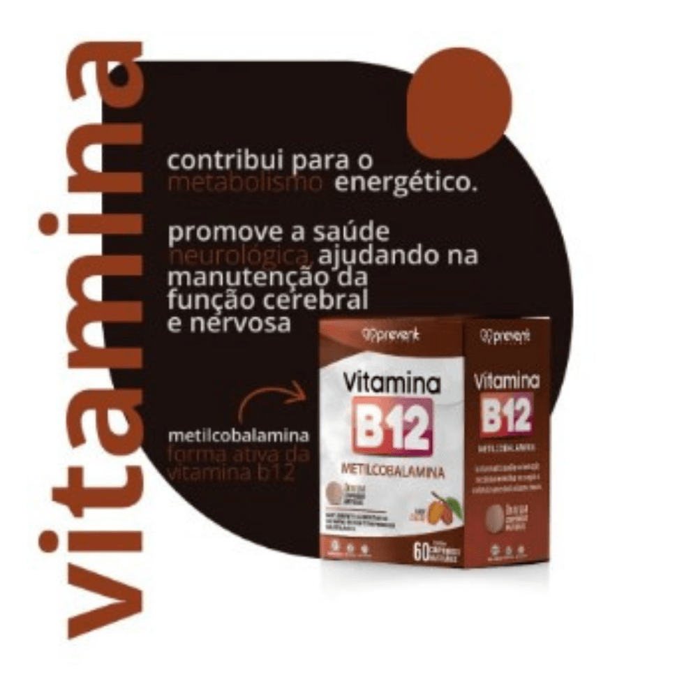 Vitamina B12 Metilcobalamina Cacau C/60 Cápsulas - Prevent Pharma ...