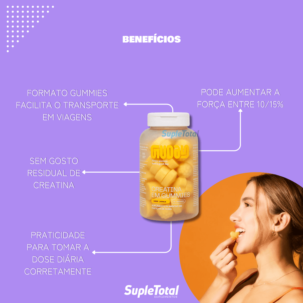 Creatina Monohidratada 60 Gummies Guday Laranja - Drogarias Pacheco