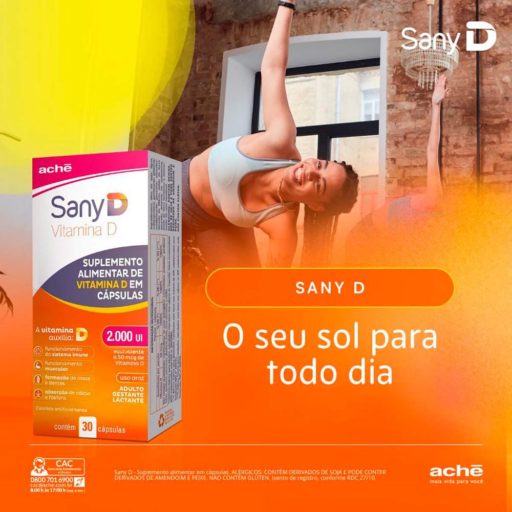 Vitamina D Sany D 2000 UI 30 Cápsulas - Drogarias Pacheco