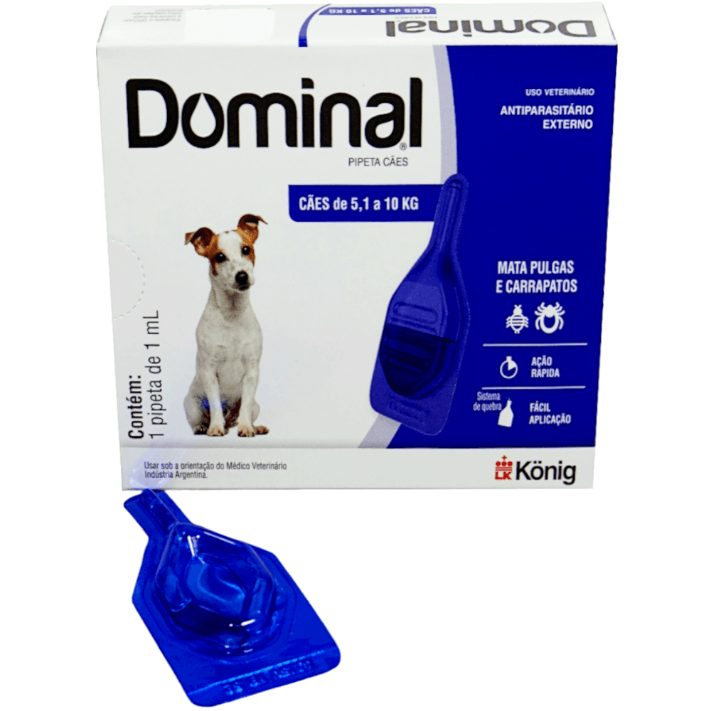 DOMINAL PIPETA PARA CÃES 5,1 A 10KG 1ML AZUL KIT COM 2 - Drogarias Pacheco