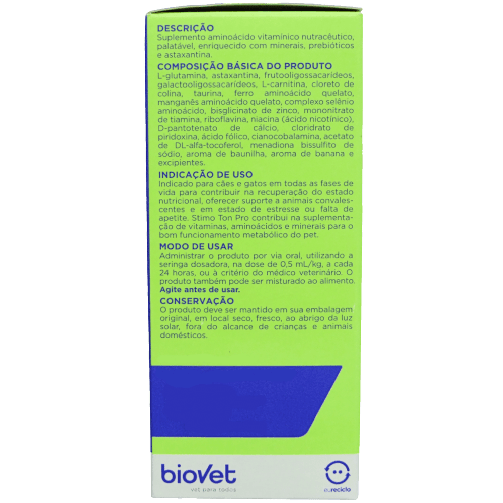 Stimo Ton Pro 125ml Para Cães e Gatos Biovet - Drogarias Pacheco