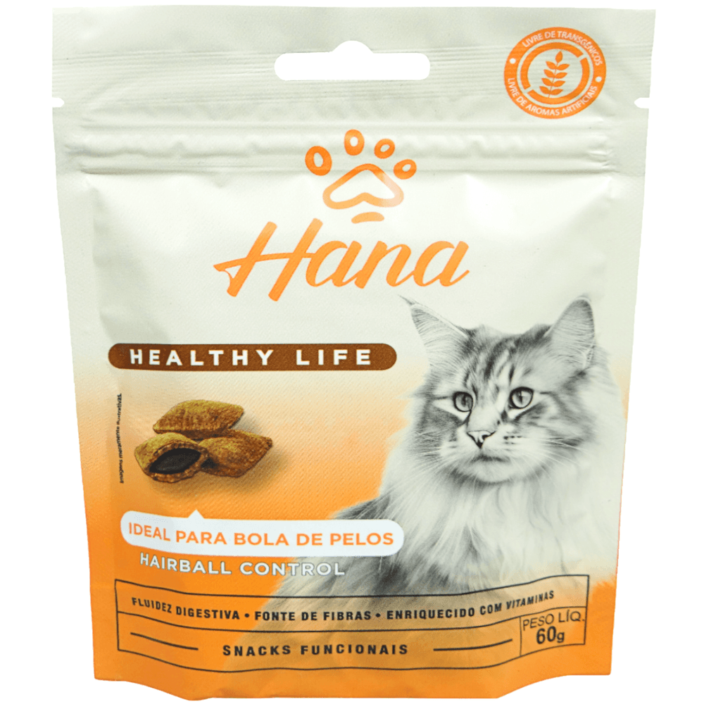 kit 5 Snacks Hana Healthy Life Hairball Control P/ Gatos Adultos- 60g ...