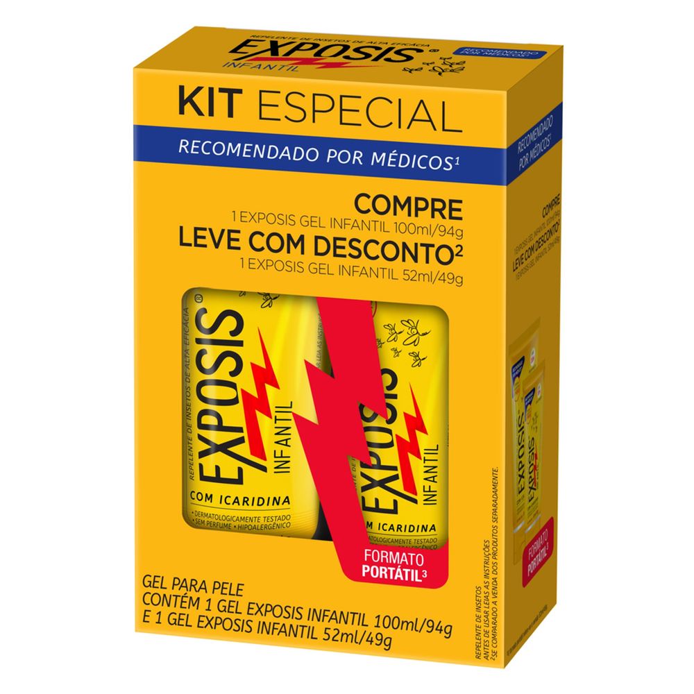 Kit Exposis Infantil Repelente com Icaridina Gel 100ml + 52ml ...