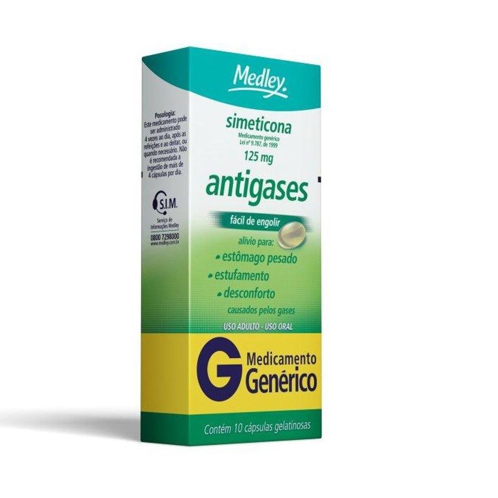 Simeticona 125mg Genérico Medley Gel 10 Cápsulas - Drogarias Pacheco