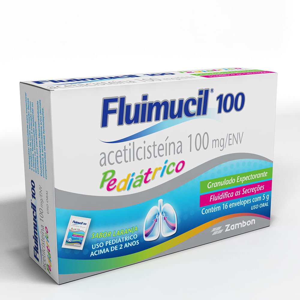 Fluimucil 100mg Zambon 16 Envelopes - Drogarias Pacheco
