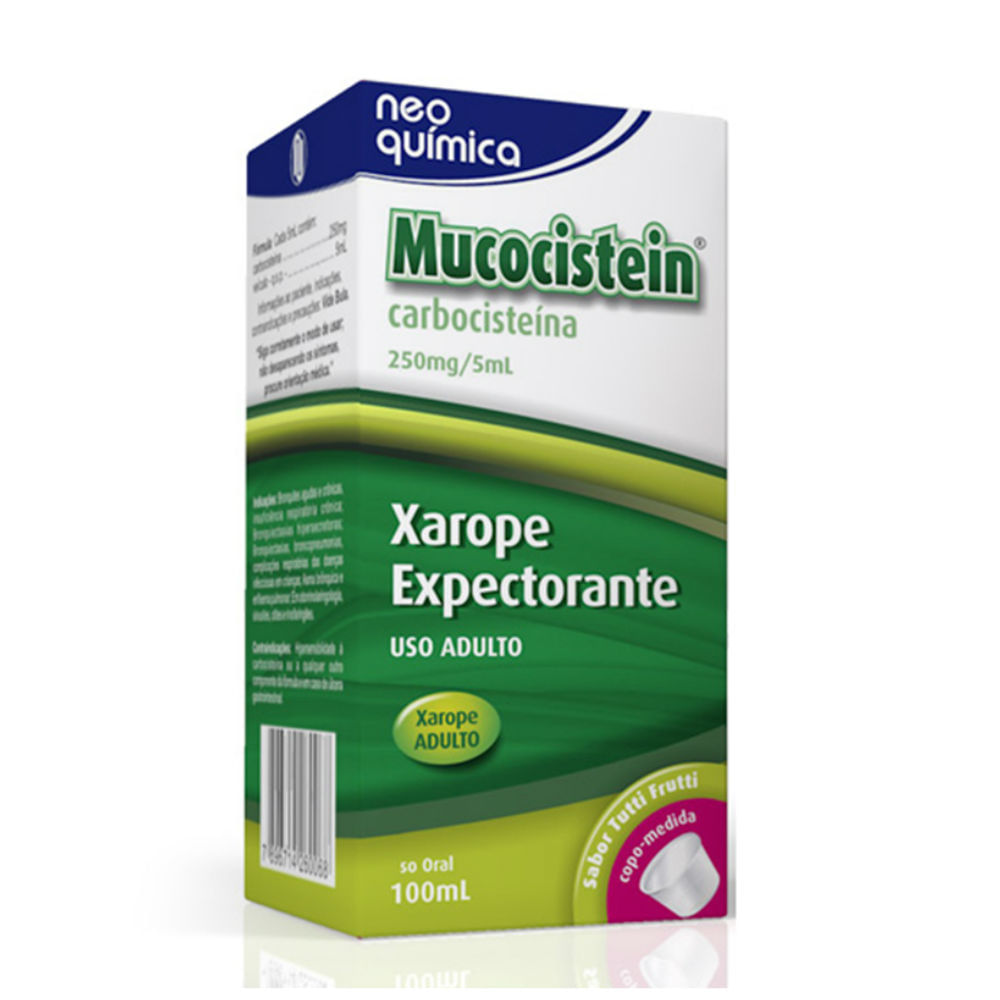 Mucocistein Xarope 250mg/5ml Neo Química 100ml - Drogarias Pacheco