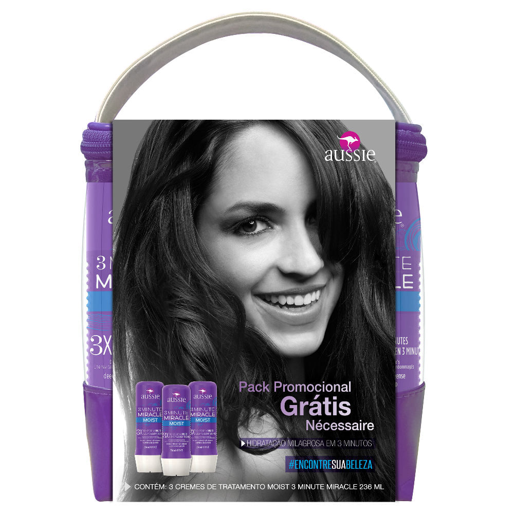 Kit Aussie Trio Moist Tratamento Capilar 3 Minutos Milagrosos 236ml 3 ...