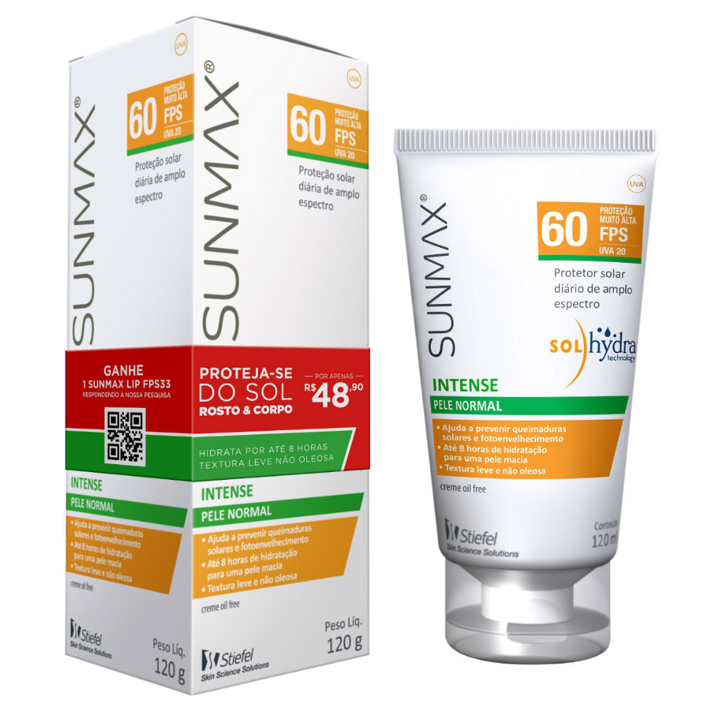 Protetor Solar Sunmax Intense FPS60 120g - Drogarias Pacheco