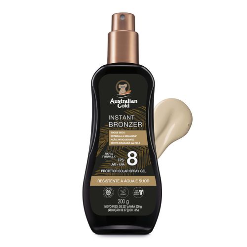 Protetor Solar Australian Gold Instant Bronzer FPS8 200g - Drogarias ...