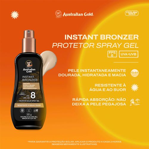 Protetor Solar Australian Gold Instant Bronzer FPS8 200g - Drogarias ...