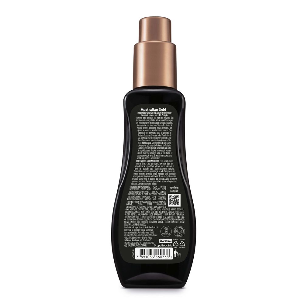 Protetor Solar Australian Gold Instant Bronzer FPS30 120g - Drogarias ...