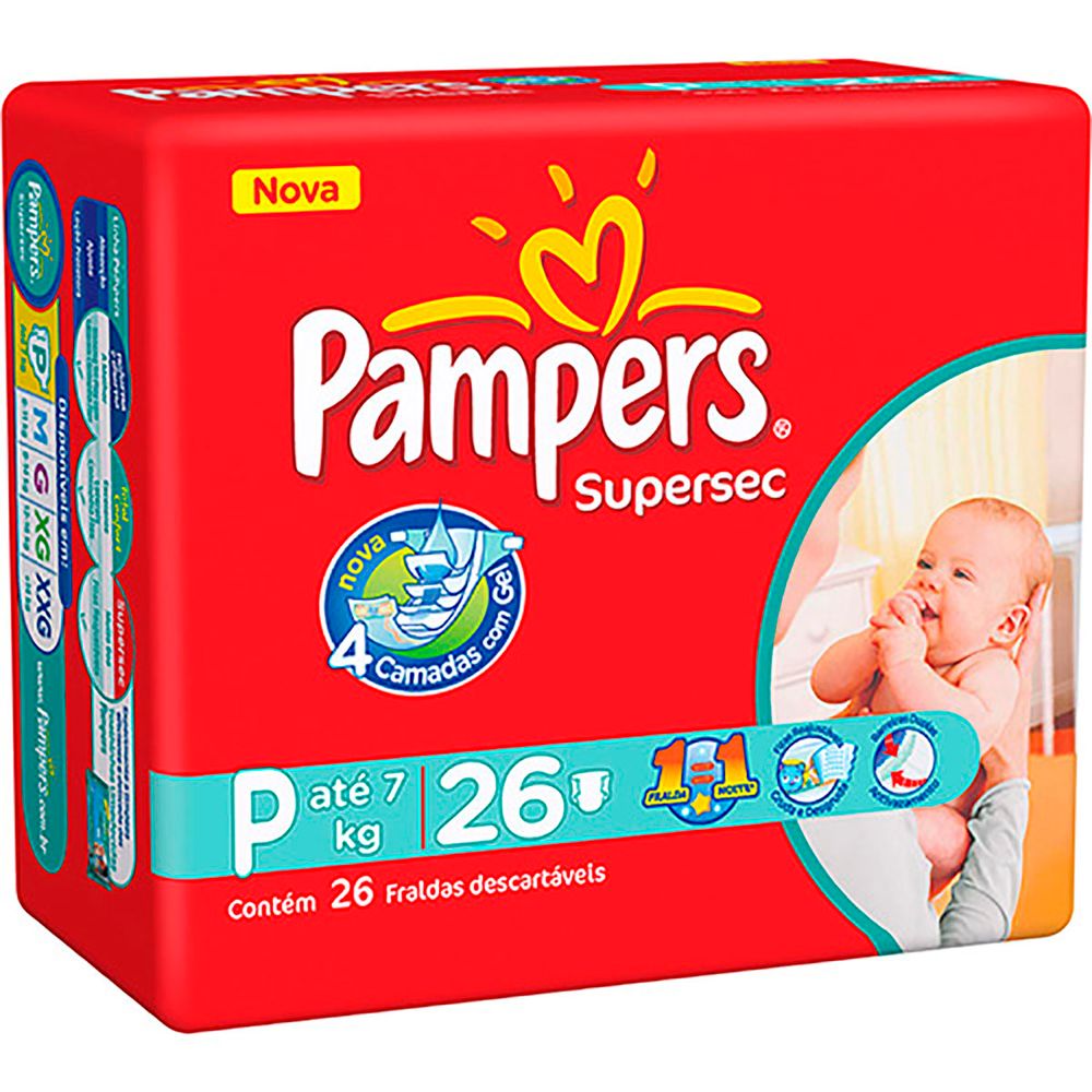 Fralda Pampers Supersec Tamanho P - 26 unidades - Drogarias Pacheco