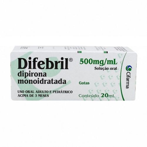 Difebril Gotas 500mg Grb 20ml - Drogarias Pacheco