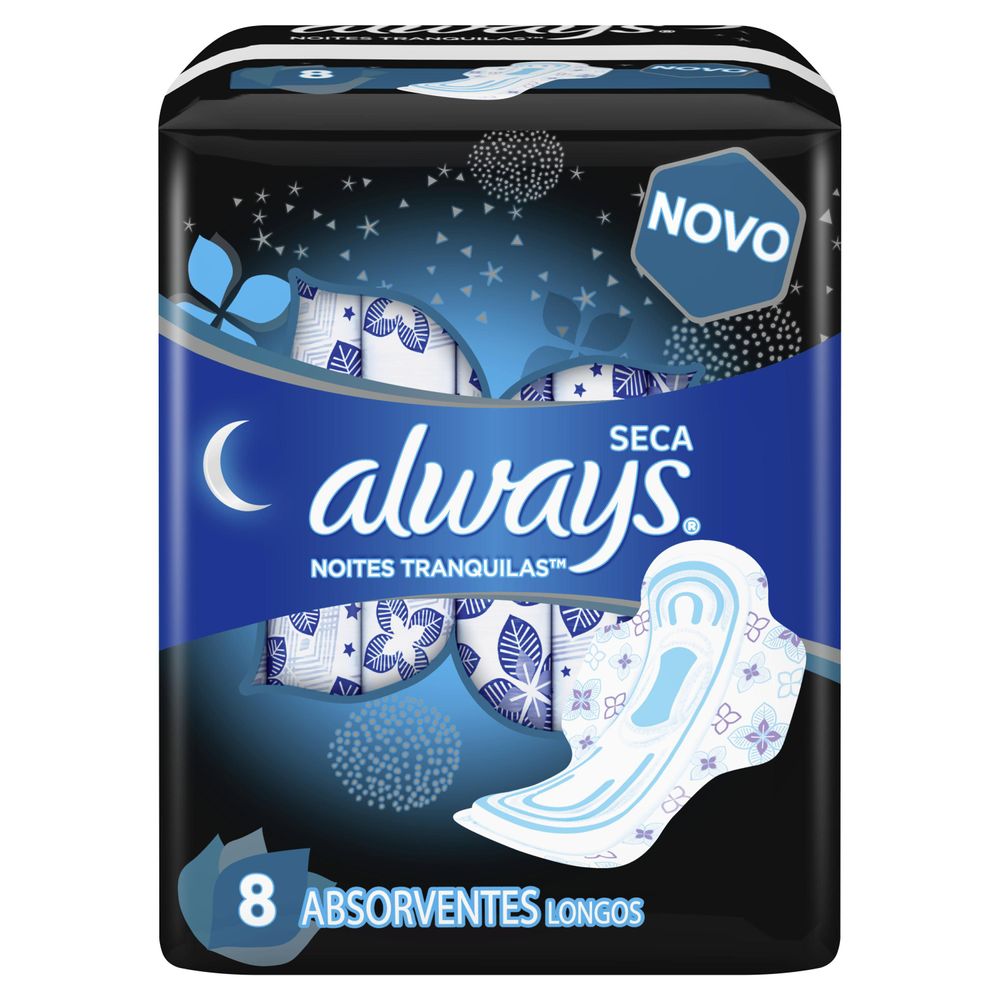 Absorvente Always Noturno Malha Seca Com Abas 8 Unidades - Drogarias ...