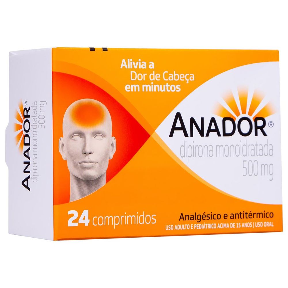 Antitérmico e Analgésico Anador 500mg 24 Comprimidos - Drogarias Pacheco