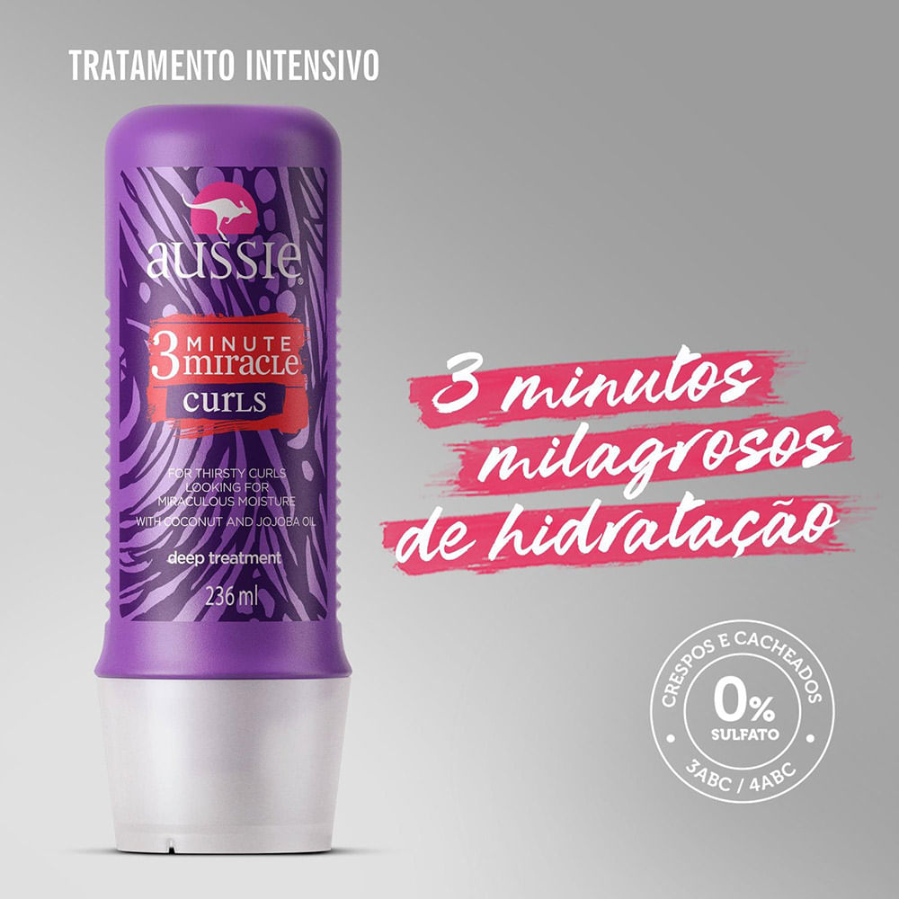 Creme De Tratamento Aussie 3 Minute Miracle Curls 236ml - Drogarias Pacheco
