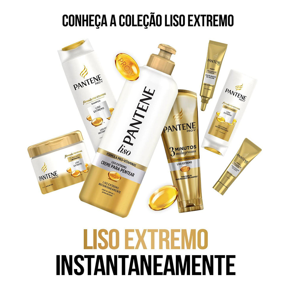 Kit Pantene Shampoo Liso Extremo 400ml + Condicionador 3 Minutos Milagrosos 170ml + Ampola 15ml ...