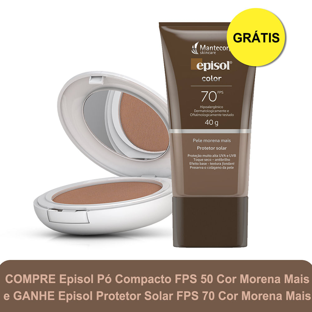 Kit Episol Color Pele Morena Mais Protetor Solar Pó Compacto FPS 50 10g ...