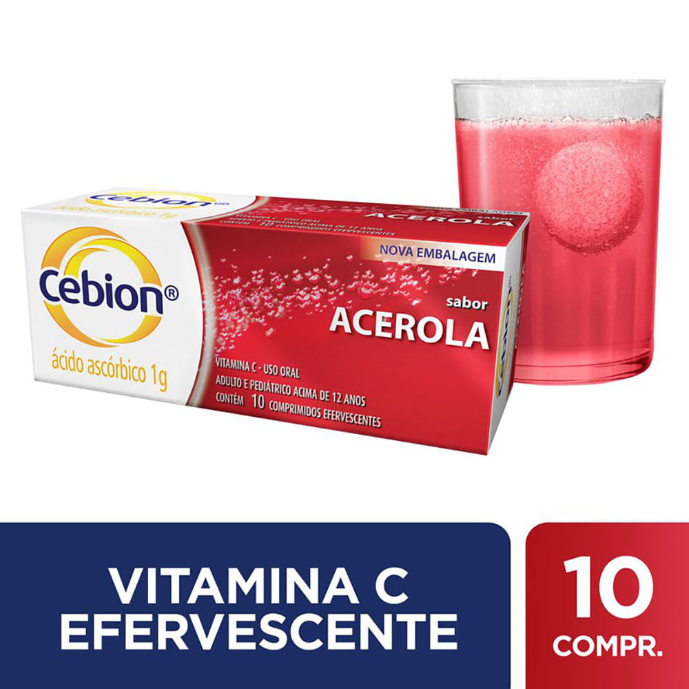 Vitamina C Cebion 1g Acerola 10 Comprimidos Efervescentes - Drogarias ...