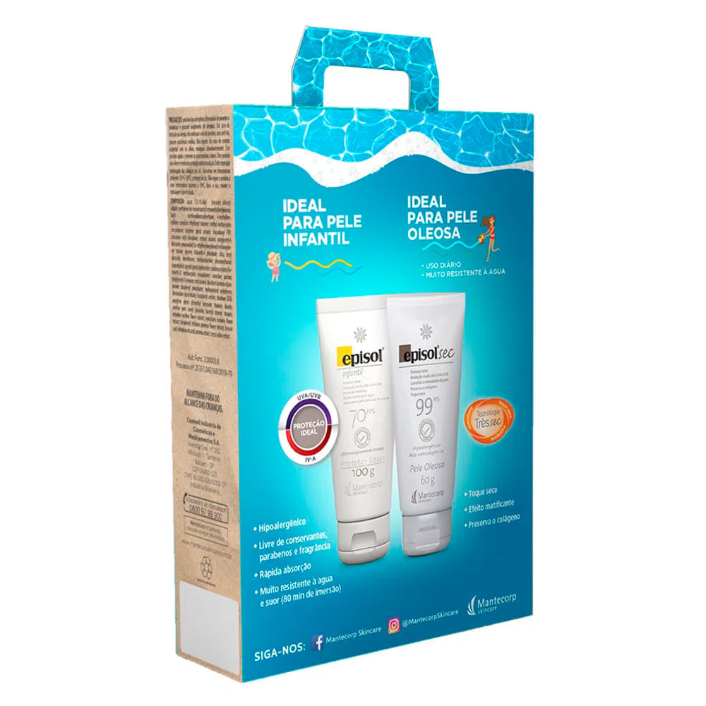 Kit Episol Protetor Solar Sec OC FPS99 60g + Protetor Solar Infantil ...