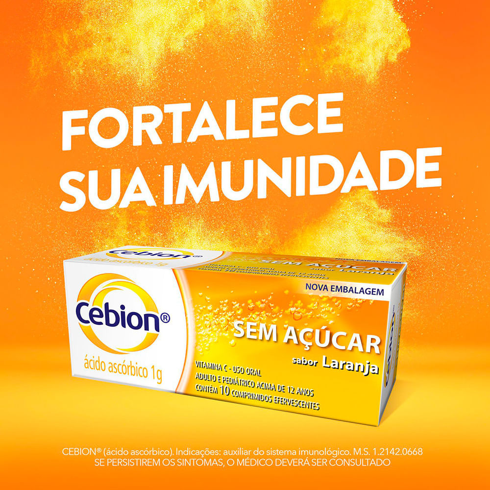 Vitamina C Cebion 1g Sabor Laranja Sem Açúcar 10 Comprimidos ...