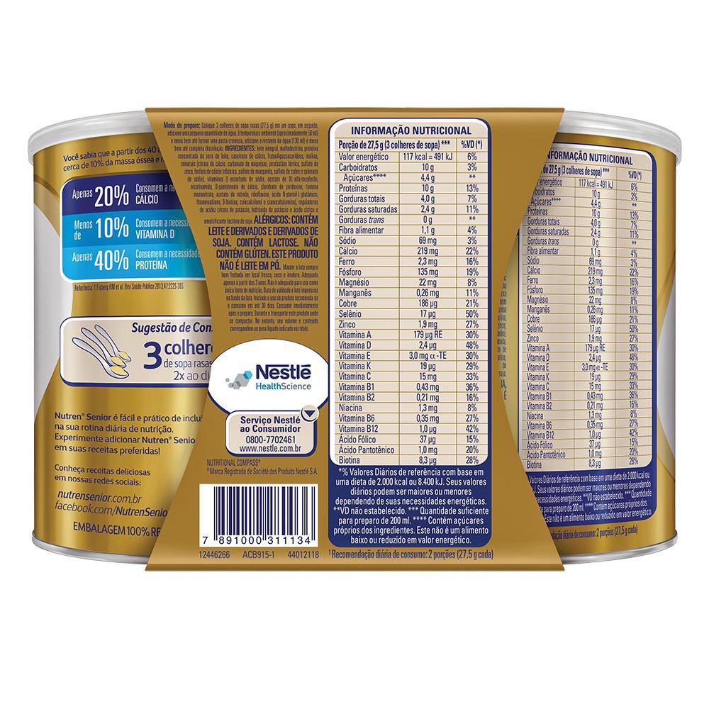 Kit Suplemento Alimentar Nutren Senior Sem Sabor 370g 2 Unidades - Drogarias Pacheco