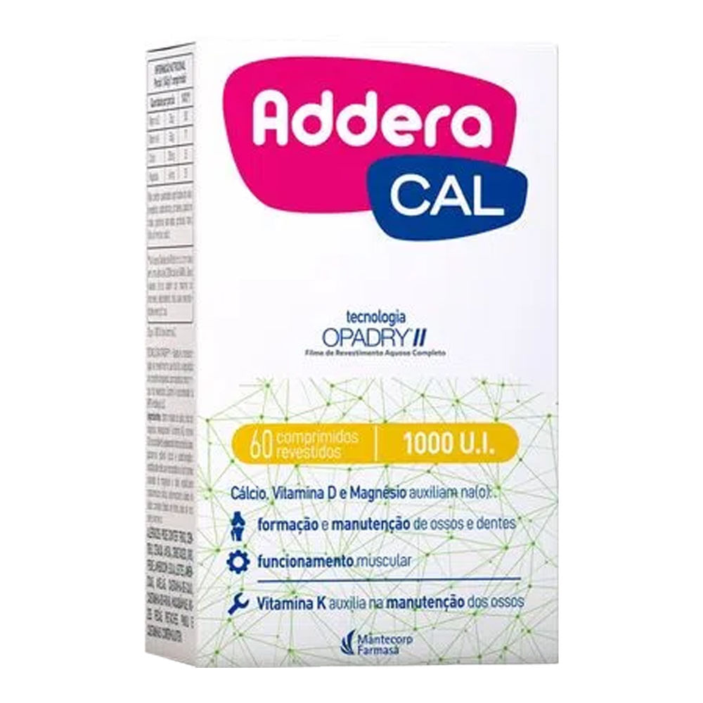 Vitamina D Addera Cal 1.000UI 60 Comprimidos - Drogarias Pacheco