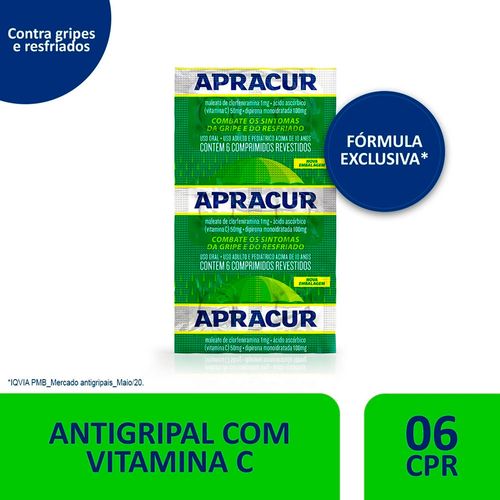 Antigripal Apracur 6 Comprimidos - Drogarias Pacheco