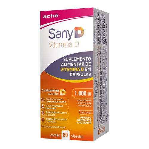 Vitamina D Sany D 1000 UI 60 Cápsulas - Drogarias Pacheco