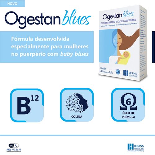 Ogestan Blues Besins 30 Cápsulas - Drogarias Pacheco