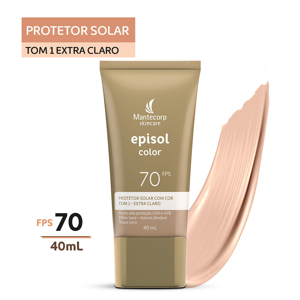 Protetor Solar Facial Episol FPS 70 Color Tom 1 Extra Claro 40g ...