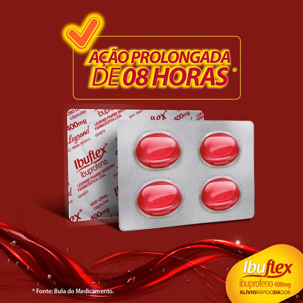 Ibuflex 400mg Legrand 4 Cápsulas - Drogarias Pacheco