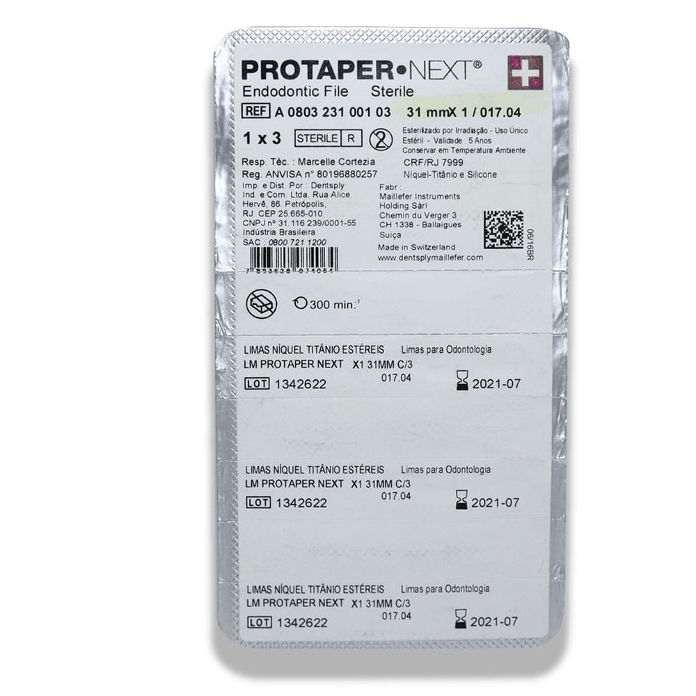 Protaper Next X1 31mm - Dentsply Sirona - Drogarias Pacheco