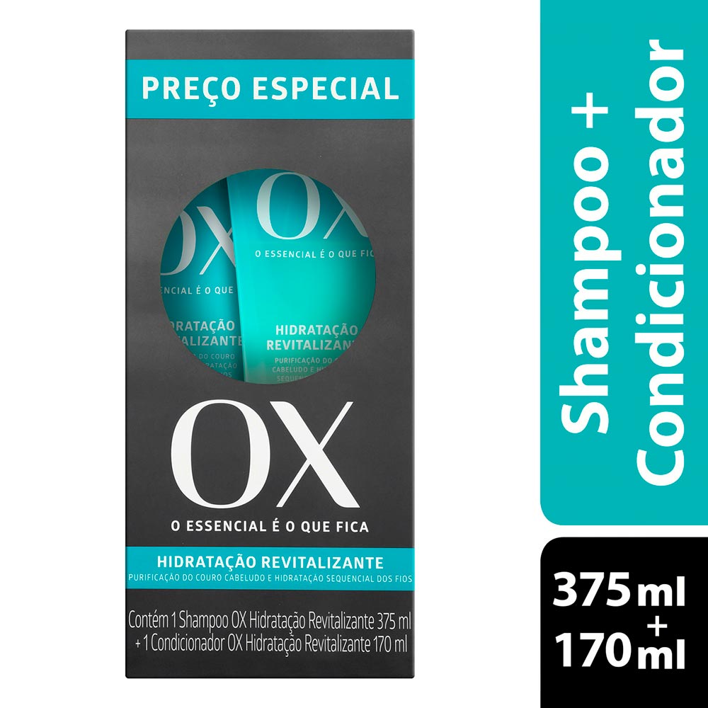 Kit Shampoo 375ml Ox + Condicionador Revitalizante 170ml - Drogarias Pacheco