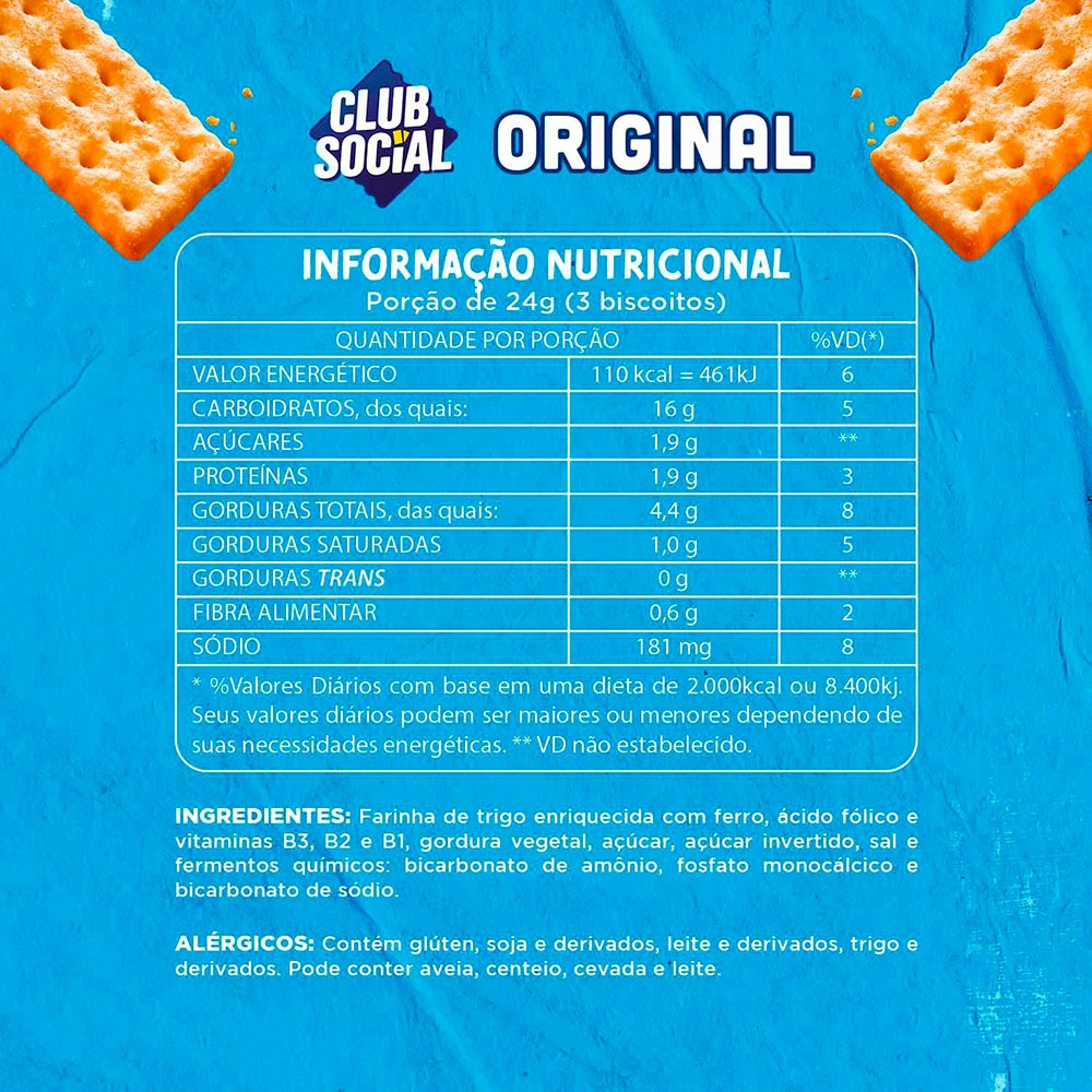 Biscoito Club Social Original 141g - Drogarias Pacheco