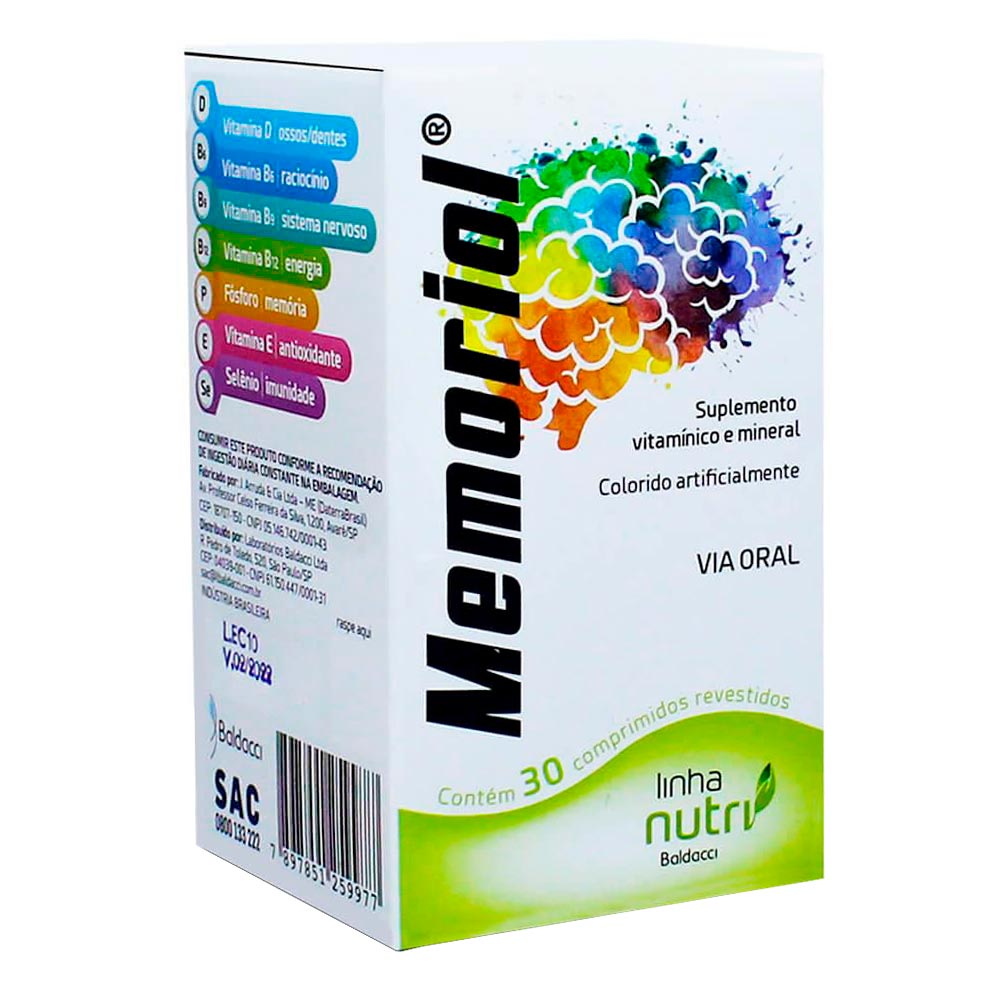 Suplemento Vitamínico Memoriol 30 Comprimidos - Drogarias Pacheco