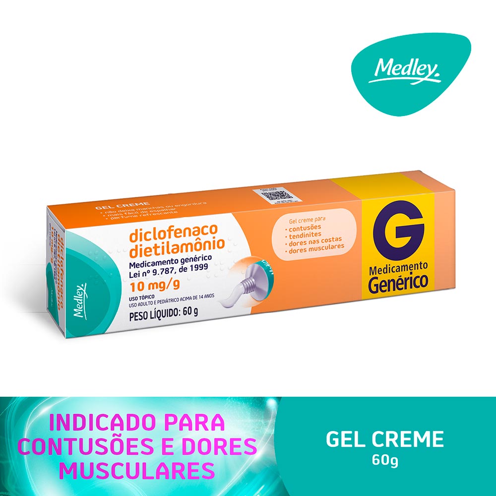 Diclofenaco de Dietilamônio Gel 11,6mg/g Genérico Medley 60g ...