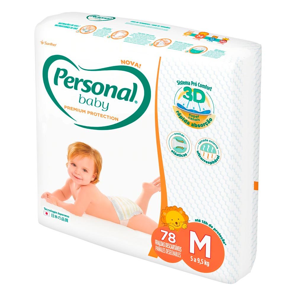 Fralda Personal Baby Premium Protection Tamanho M 78 Unidades ...