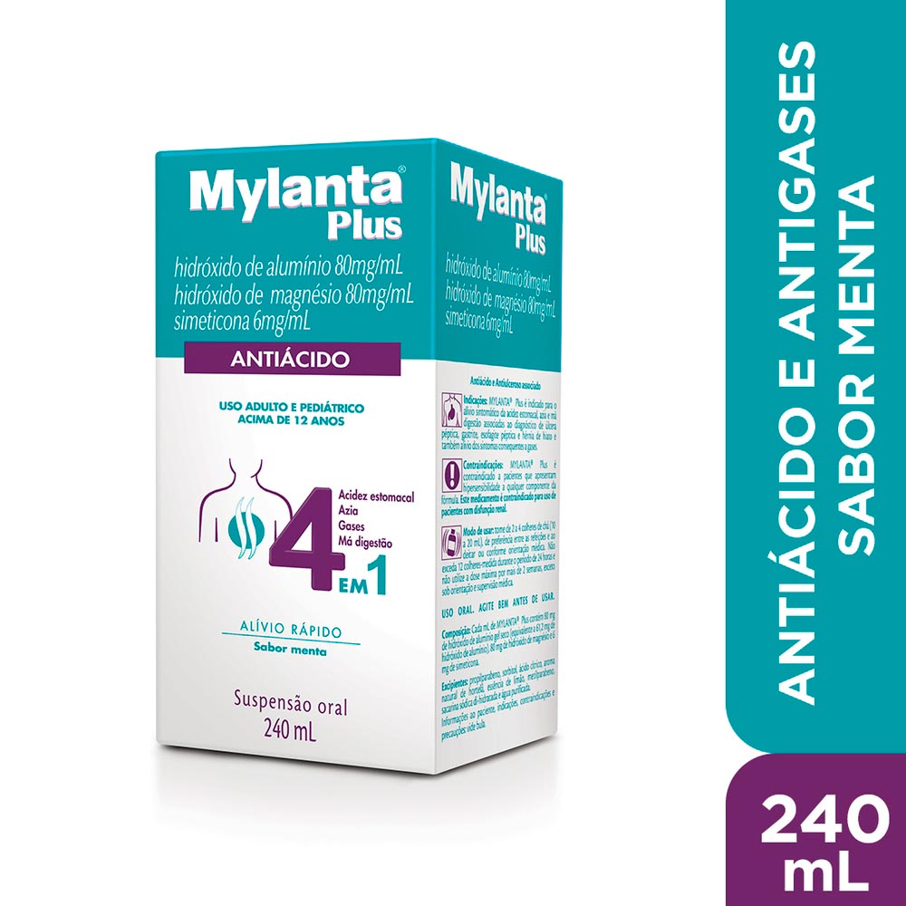 Antiácido Mylanta Plus Menta 240ml - Drogarias Pacheco